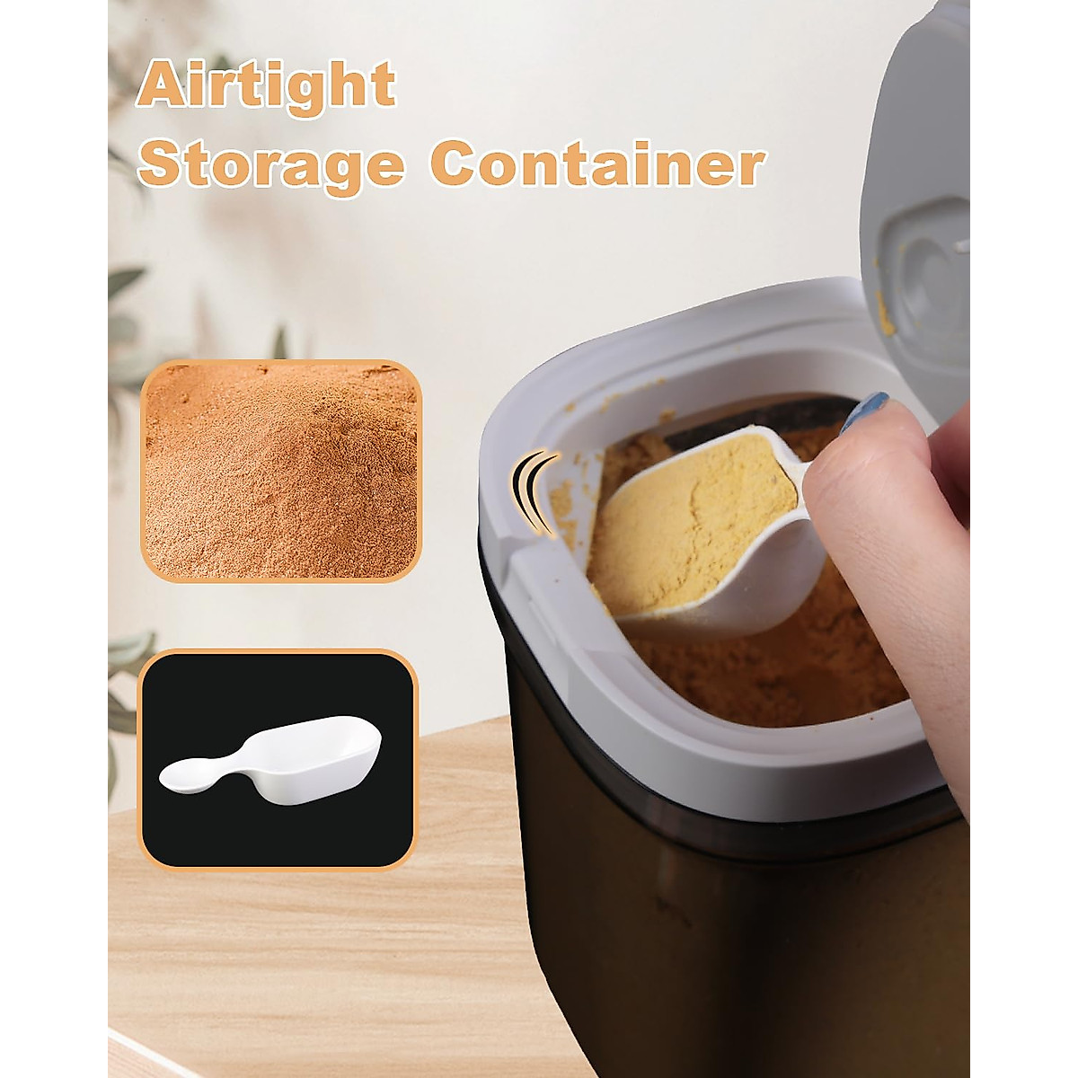 LANGMINGDE Airtight Coffee Storage Container, 1.1QT/1300ML Plastic Kitchen Canister with Lid for Coffee bean, Flour, Sugar, Cereal, BPA Free