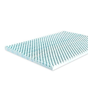ZINUS 3 Inch Swirl Gel Cooling Memory Foam Mattress Topper, Cooling Airflow Design, CertiPUR-US Certified, Queen , Blue