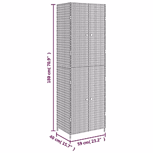 Loibinfen Outdoor Garden Storage Cabinet, Large Patio Storage Cabinet Garden Storage Container for Lawn Backyard, Black 23.2"x15.7"x70.9" Poly Rattan