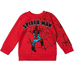 Marvel Avengers Spider-Man Little Boys Fleece Pullover Sweatshirt and Pants Set Black/Red 7-8