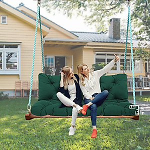Porch Swing Cushions Outdoor 60 inch Waterproof Swing Cushions Replacement with Backrest and Ties Bench Swing Cushion for Outdoor Furniture Patio Backyard Garden(Red White Stripes-60x40x5inch)