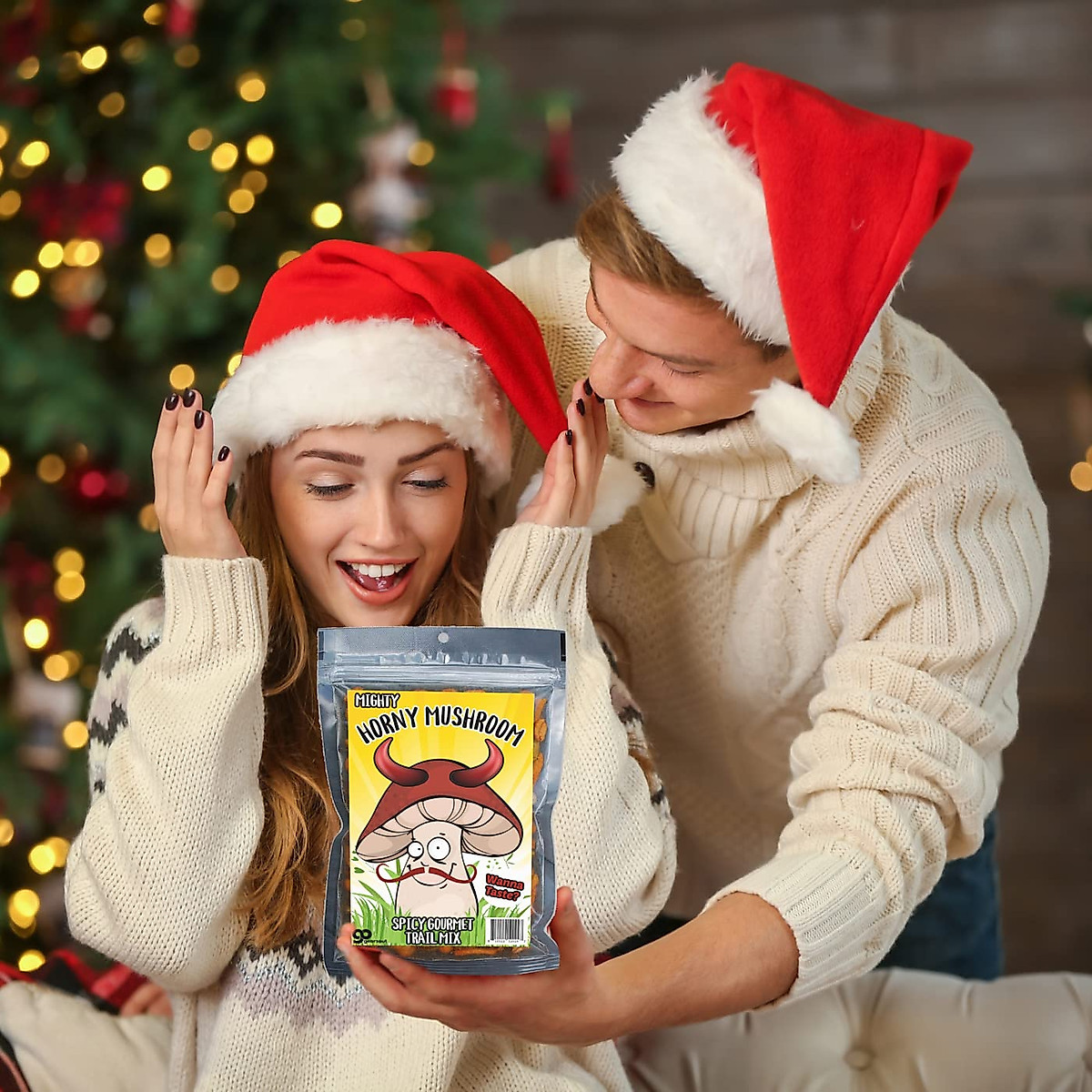 Horny Mushroom Gourmet Trail Mix - Premium Food Gifts for Men - Funny Gag Gift for Mushroom Lovers - Spicy Snack Basket Idea for Adults - Stocking Fillers Women