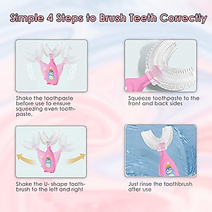 Kdgtebo 2 PCS U Shaped Toothbrush,Kids Toothbrushes,Kids U Shaped Toothbrush,U Shape Kids Manual Toothbrush,360 Kids U-Shaped Toothbrush,Soft Silicone Brush Head,Design for Toddler Toothbrush Age 2-6