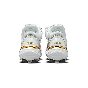 Nike Alpha Huarache Elite 4 Mid FD2744-161 Playoff Pack White-Gold-Red Men's Metal Baseball Cleats 15 US