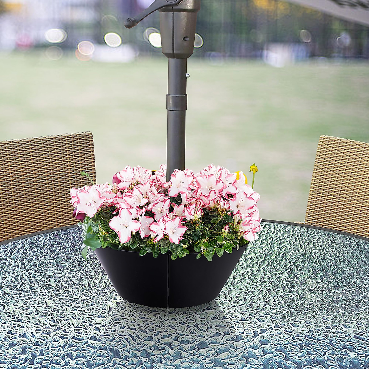 EBaokuup Umbrella Planters - Half Circle Planter Pots with Umbrella Hole - Flower Planters Pots Container for Indoor Outdoor Garden Home Plants (1 PCS)