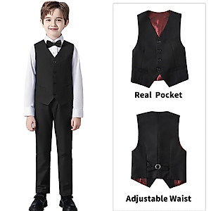 Boy Suits 3 Piece Formal Kids Tuxedo Suits for Boys Wedding Dresswear Ring Bearer Outfit with Blazer Jacket Vest and Pants Set Size 12