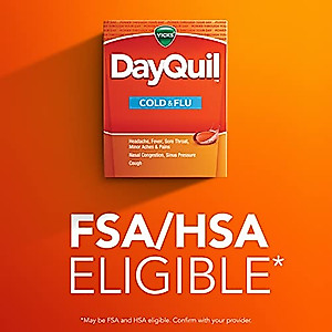 Vicks DayQuil LiquiCaps, Cough, Cold & Flu Relief, Sore Throat, Fever, & Congestion Relief, Non- Drowsy, 48 LiquiCaps