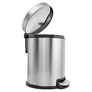 Innovaze 1.32 Gal./5 Liter Stainless Steel Round Step-on Trash Can for Bathroom and Office