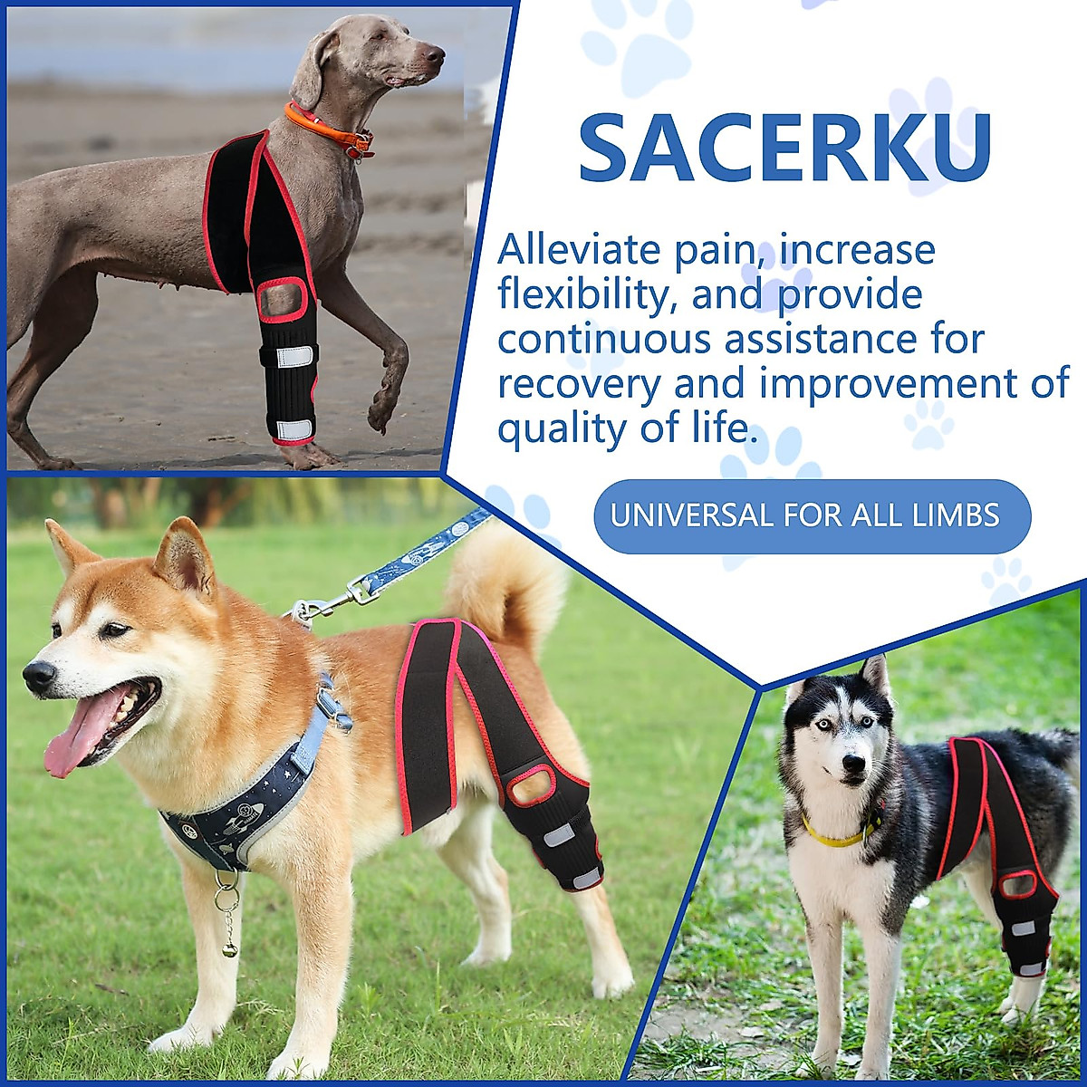 Dog Knee Brace with Side Stabilizers for Dog ACL, Adjustable Canine Shoulder Leg Hip Wraps for Arthritis & Torn CCL, Wound Care & Loss of Stability from Arthritis (S, Red)