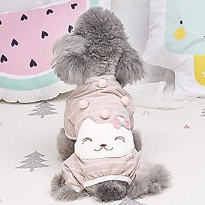 Woo Woo Pets Dog Pajamas Costumes Doggie PJS Puppy Jumpsuit Clothes Soft Pet Onesies Jammies Cute Camouflage Cat Apparal Dog Shirt, Pink