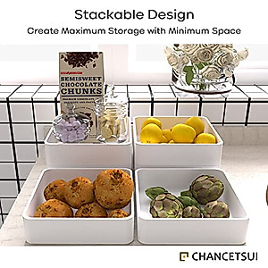 6 Pcs Stackable Drawer Organizer Set, 6.6" X 6.6" Square Plastic Vanity Drawer Organizers and Storage Bins, Desk Drawer Organizer Trays for Makeup, Bathroom Countertop, Office Drawer Divider, White