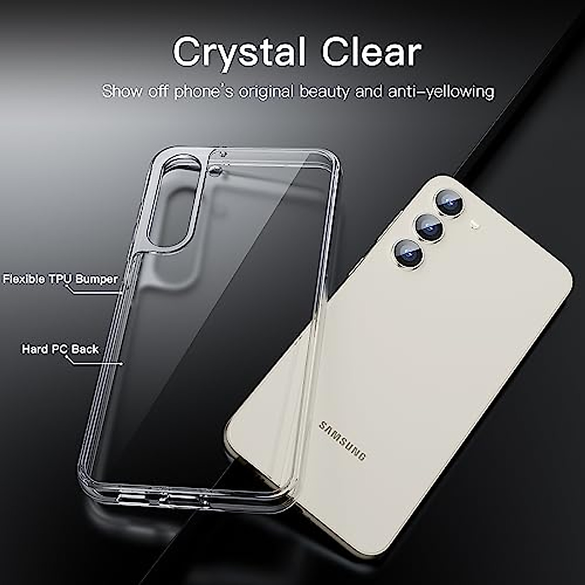 JETech Case for Samsung Galaxy S23 5G 6.1-Inch, Non-Yellowing Shockproof Bumper Protective Phone Cover, Anti-Scratch Hard PC Back (Clear)