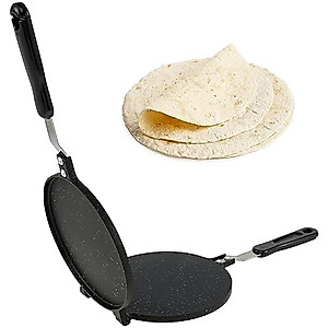 HOTBEST Tortilla Press Pan, Non-Stick Pancake Griddle with Bakelite Handle, Heavy-Duty Aluminum Tortilla Dough Press Pan Multipurpose Tortilla Press Stove Top Pan for Kitchen 15.1x6.6x0.7 inches