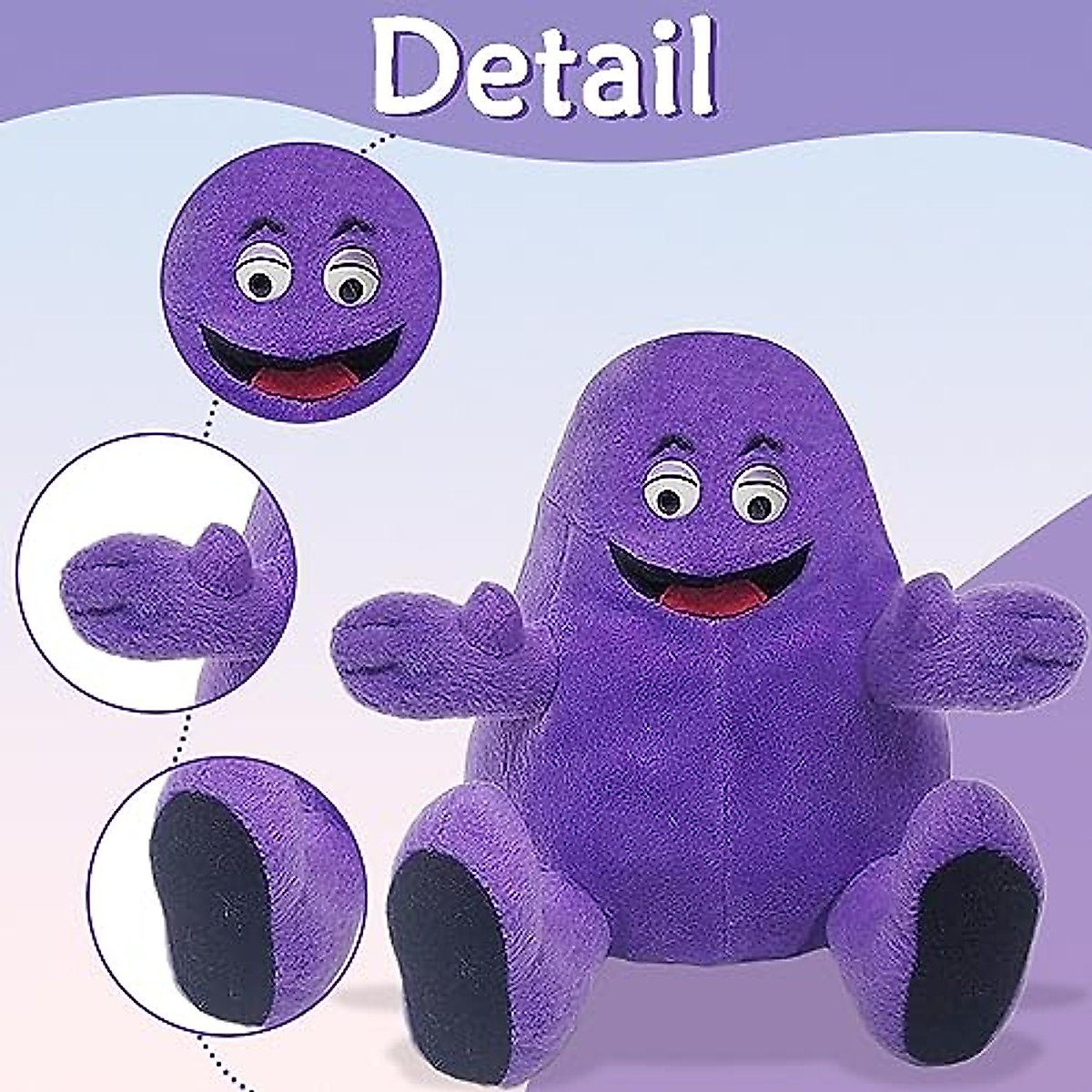Hashibira Grimace Shake Yellow Hat Plush Toy Plushie Stuffed Animal Toy Game Doll Toy Christmas Stuffed Doll Birthday Gift for Kids Children (A)