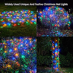 Led Christmas Net Lights Outdoor Christmas Decorations Lights 160LED 4ftx7ft, Connectable Outdoor Indoor Fairy Mesh Net Lights for Christmas Party, Yard, Patio, Tree, Bushes Decorations (Multicolor)