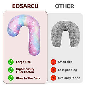 Eosarcu Dog Calming Pillow, Glow in The Dark Dog Throw Pillow, Soft J-Shaped Pillow for Cat & Dog, Machine Washable Pet Calming Toy for Joint Relief Sleeping Improve-M