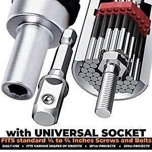 MANWALD Universal Socket Tool Set, Ratcheting T-Handle Screwdriver Set with Power Drill Adapter, Valentines Day Gifts for Him, Women, Dad, Husband, Orange