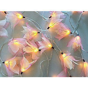 20 LED String Lights Pink Flower Fairy String Lights Leaves for Bedroom Window Curtain String Light Wedding Party Garden Outdoor Indoor Wall Decorations, Diameter 10cm (Long 9ft)