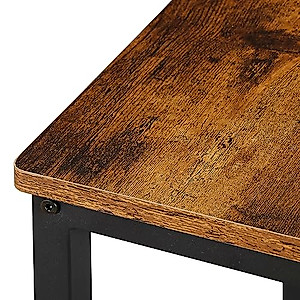 SUPER DEAL Counter Height Bar Stools Set of 2 for Kitchen, 26 Inches Industrial Backless Metal BarStools with Wood Top, Rustic Brown