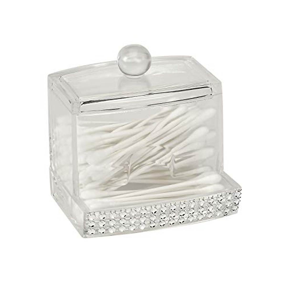Laura Ashley Q-tip Box in Pave Diamond Design, Super Clear