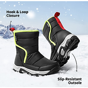 DREAM PAIRS Boys Girls Winter Snow Boots Waterproof for Toddler/Little Kids Black Size 1 Little Kid SDSB2222K