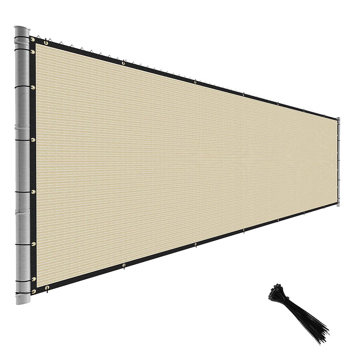 TANG 6' x 12' Beige Tan Fence Privacy Screen Fence Privacy Screen Windscreen Fence Netting Cover Privacy Blockage Excellent Airflow for Backyard Garden School with Zipties