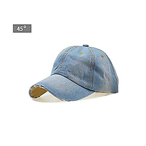 Unisex Washed Adjustable Denim Dad Hats Top Hats for Women Baseball Caps Baseball Hats for Men DIY Plain Hat (Blue 02)