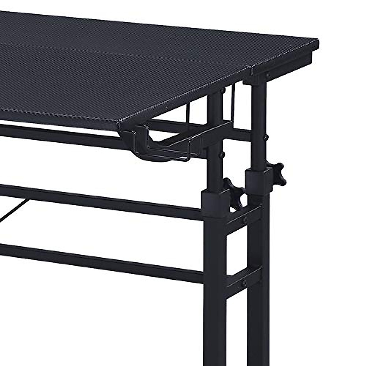 Techni Mobili Rolling Writing Desk with Height Adjustable Desktop and Moveable Shelf, Black