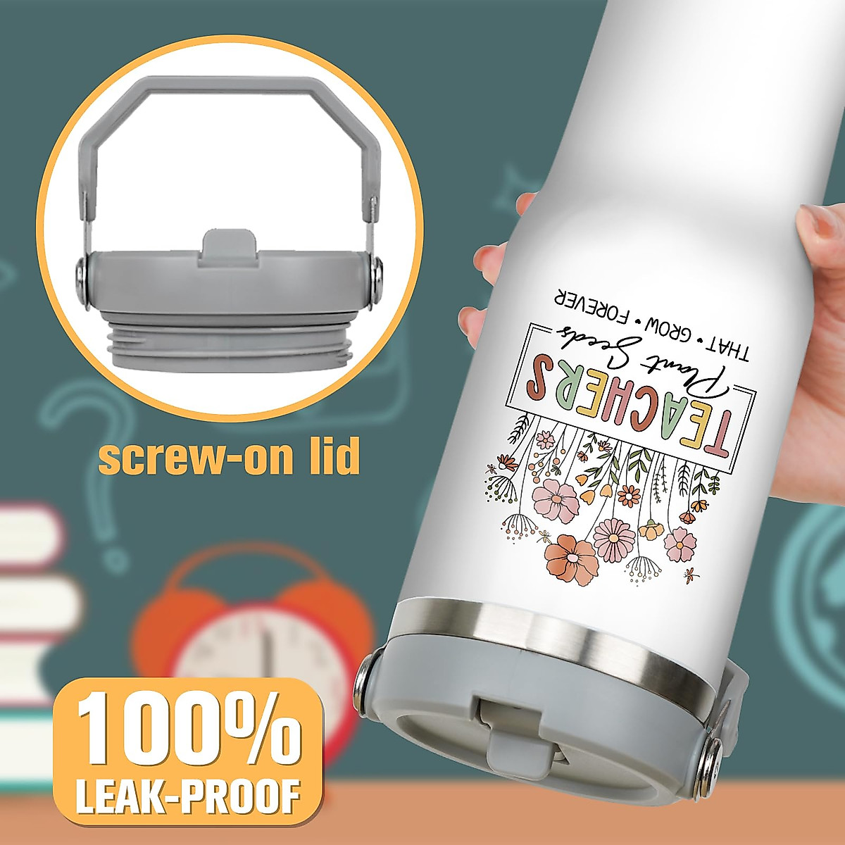 Soeufnwhf Teacher Tumbler Cup, 30oz Stainless Steel Travel Coffee Mug, Best Teacher Gifts for Women & Appreciation Week, Back To School