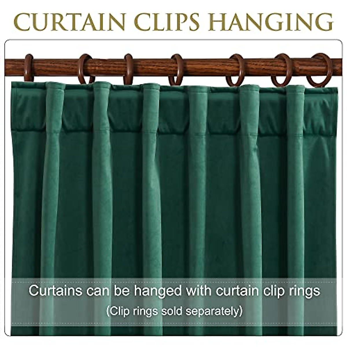 StangH Pine Green Velvet Curtains 96 inches Long, Room Darkening Window Drapes Elegant Home Decoration for Bedroom/Party Backdrop/Dining Room, W52 x L96, 2 Panels