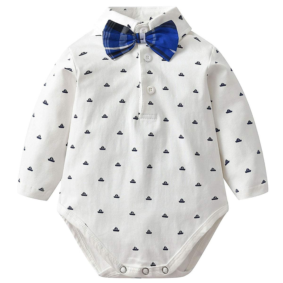 famuka Baby Boy 3 Piece Formal Outfit Suit with Bows Waistcoat Gentleman Tuxedo (Navy 3, 0-3 Months)