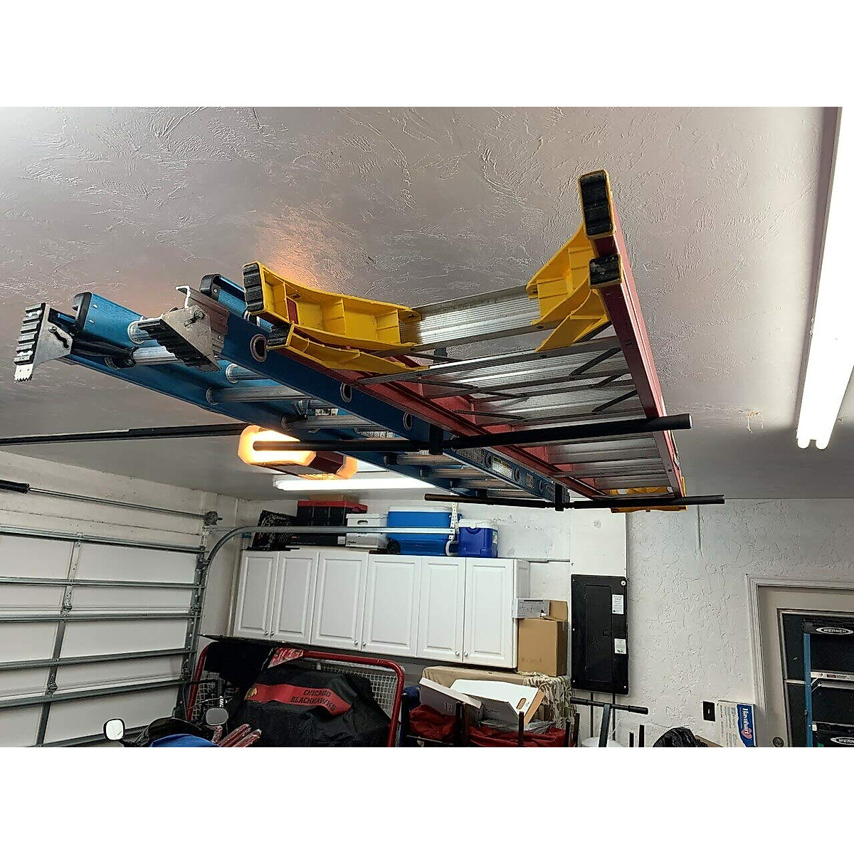 StoreYourBoard Double Ladder Ceiling Rack, Hi Port 2 Garage Storage and Organizer, Hanger Mount