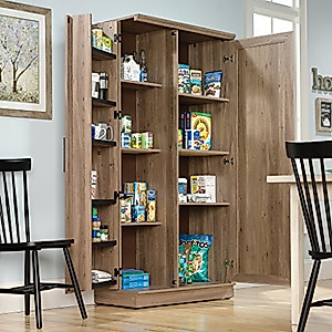 Sauder HomePlus Storage Pantry cabinets, L: 35.35" x W:17.09" x H: 71.22", Salt Oak finish