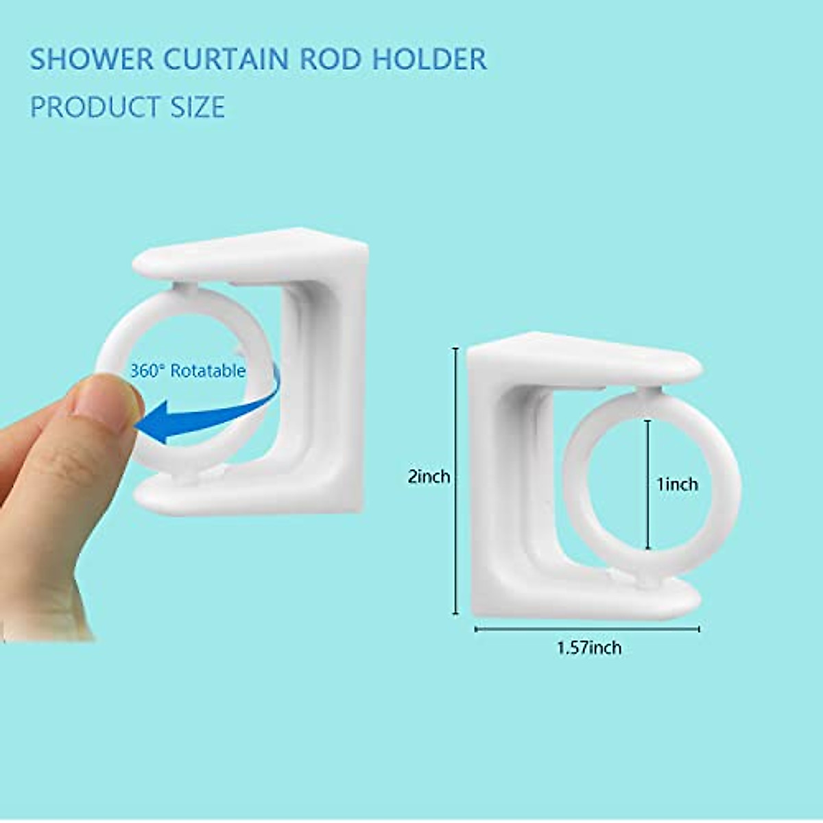 Resdenio Adhesive Shower Curtain Rod Holder, 2 Pack Curtain Rod Bracket No Drilling, Rotatable Shower Rod Tension Retainer for Bathroom Bedroom (Shower Curtain Rod Not Included)
