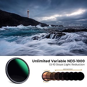 K&F Concept 58mm Variable ND3-ND1000 ND Filter (1.5-10 Stops) Neutral Density Lens Filter with 24 Multi-Layer Coatings for Camera Lens (D-Series)