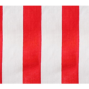 Polycotton Fabric Printed Large Stripes RED White / 60" Wide/Sold by The Yard
