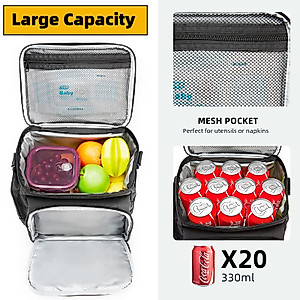 UMUFUKA Lunch Box for Men, Tactical Lunch Cooler Tote,Insulated Lunch Bag Adult, With Detachable MOLLE Water Bottle Pouch, Men Leakproof Lunch Bag for Work Picnic (Black)