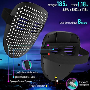 MEGOO Led Mask with Gesture Sensing Transforming,Light Up Luminous Digital Glow Mask for Halloween Rave Dj Party Masquerade