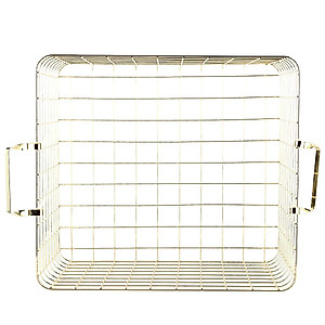 Keebgyy Stainless Steel Clothes Laundry Storage Basket, Laundry Hamper, Laundry Basket, with Handles Organizer Storage Basket Clothes Organizer Stainless Steel Basket for Kitchen Bedroom Gold