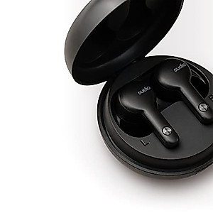 Sudio A2 True Wireless Earbuds with Charging Case, in-Ear Noise Cancelling Headphones with Microphone, Bluetooth 5.2, 30h Playtime, IPX4 Water Resistant (Black)