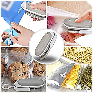 Mini Bag Sealer, Chip Bag Seal Tool, Portable Heat Vacuum Sealer, 2 in 1 Cutter and Press Packaging, Small Sealing Machine for Potato Chips, Plastic Snack Bags, Kitchen Food Storage Hand Sealers