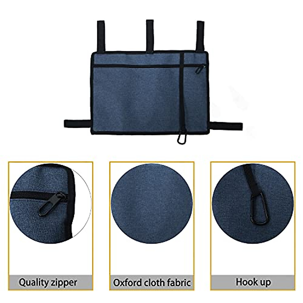 Caroo Walker Bag Basket with Cup Holder Suit for Adult Folding Walkers Rollator Organizer Carry Storage Pouch Water-Resistant Armrest Accessories for Seniors, Elderly, Handicap, Blue