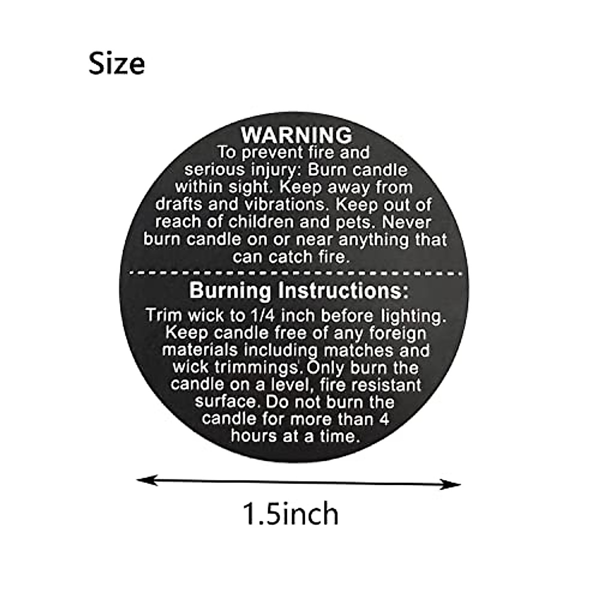 1000 PCS Candle Warning Labels, 1.5inch Round Candle Safety Labels Sticker for Candle Making DIY Candle Jars (Black)
