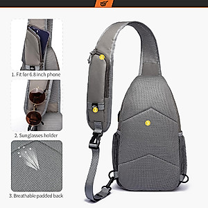 SKYSPER Sling Bag Crossbody Backpack - Chest Shoulder Cross Body Bag Travel Hiking Casual Daypack for Women Men(Khakigrey)