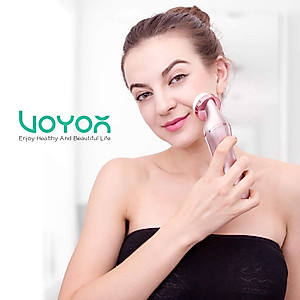 VOYOR Electric Razor for Women - Rechargeable Shaver Wet & Dry Painless Bikini Trimmer Cordless Lady Shavers for Body and Underarms IPX7 Waterproof Hair Removal Set with Face Brush ES400