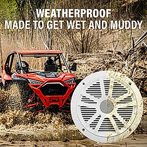 BOSS Audio Systems MG150W.6 Marine Boat Stereo Sound System Speaker Package - Built-in 2 Cannel Amplifier Head Unit, IPX6 Weatherproof, Bluetooth, No CD Player, USB, 6.5 Inch Full Range Speakers