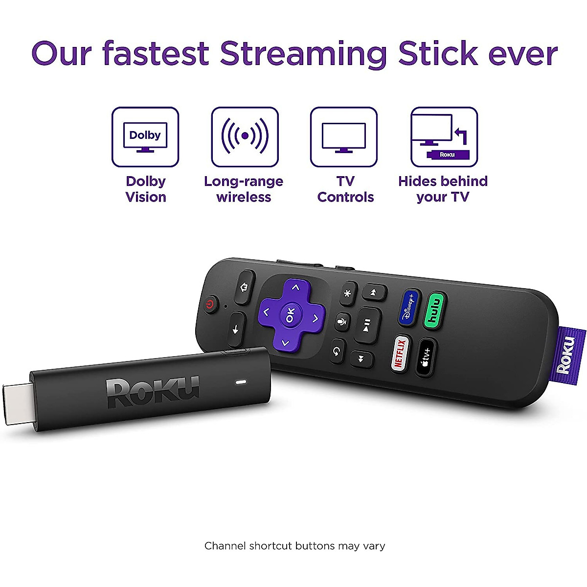 Roku Streaming Stick 4K 2021 Streaming Device with Roku Voice Remote and TV Controls 4K/HDR/Dolby Vision & Bundle Swanky Cables HDMI Cable