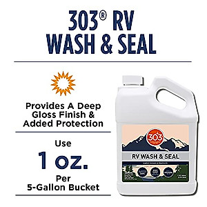 303 Products RV Wash & Seal - Clean, Streak-Free Finish, pH Neutral with High Foaming Formula, Provides A Deep Gloss Finish on RVs, Campers, Pop-ups, and Motorhomes, 1 Gallon (30240)