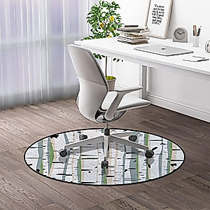 Round mat Office Chair Mat Hardwood Floor mat Round Chair Cushion for Office and Home Decoration Chair Cushion Forest Dense Tree Formation Green Grey,Diameter 60 in