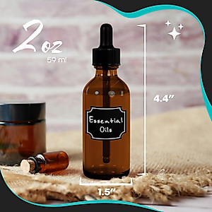 Nevlers 24PK 2 Oz Amber Glass Dropper Bottle |Leakproof Bottle with Dropper Set| Amber Glass Dropper Bottles Useable as Oil Dropper Tincture Bottles, Medicine Droppers, Travel Dropper Bottle & More